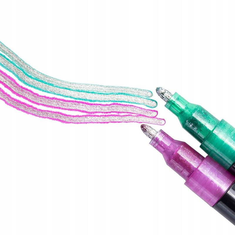 Astra Markery pisaki metaliczne konturowe srebrne z otoczką 2 kolory ...