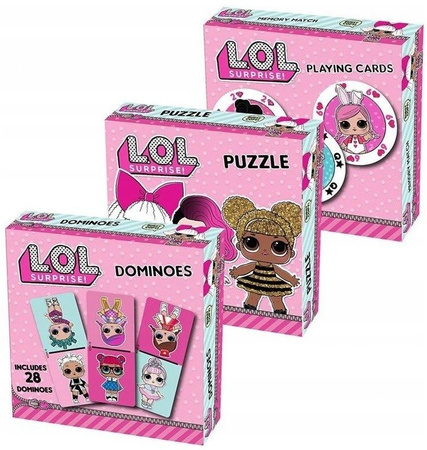 LOL Surprise Gry Akcji Puzzle Domino Zestaw 3w1 - Sklep 3xk.pl